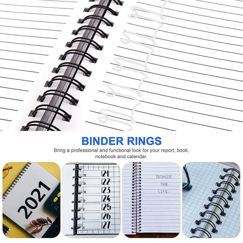 LY 100Pcs Double Loop Binding Rings A4 Size 34-Holes 7.9Mm Black/White ...