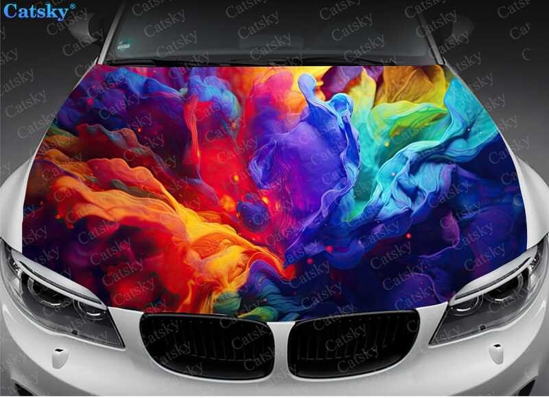 Pigment Abstract Graffiti Stickers Wrap Vinyl Engine Cover Decal ...