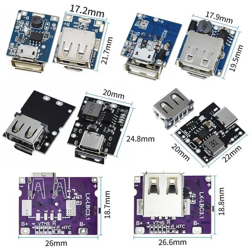 /Micro Type-C USB 5V 1A 2A 3.1A Converter Step-Up Module Mobile Power ...