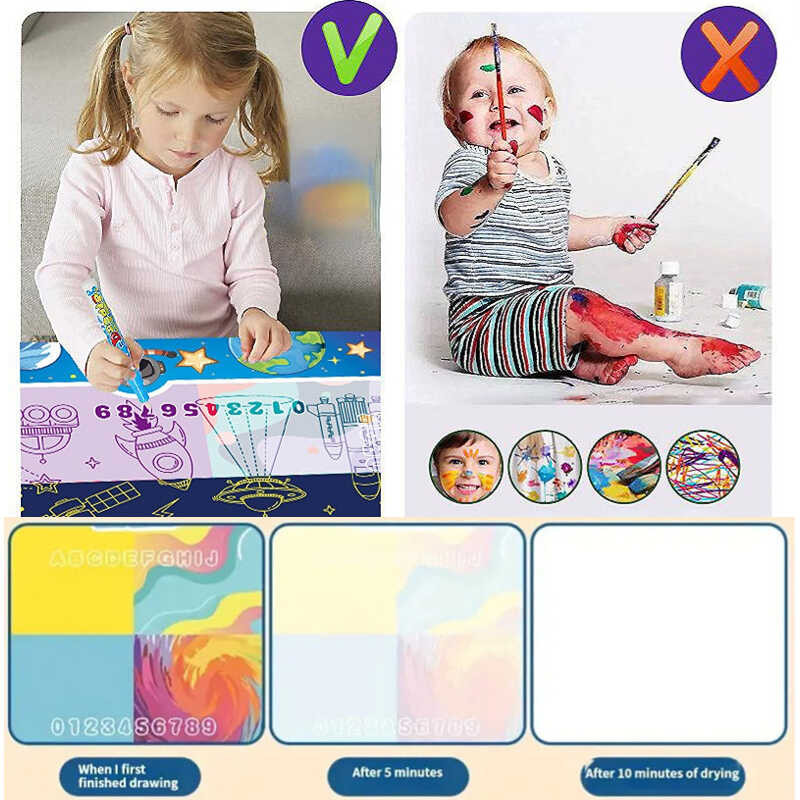 Water 150X100cm Drawing Mat Coloring Doodle With Reusable Magic Pens ...