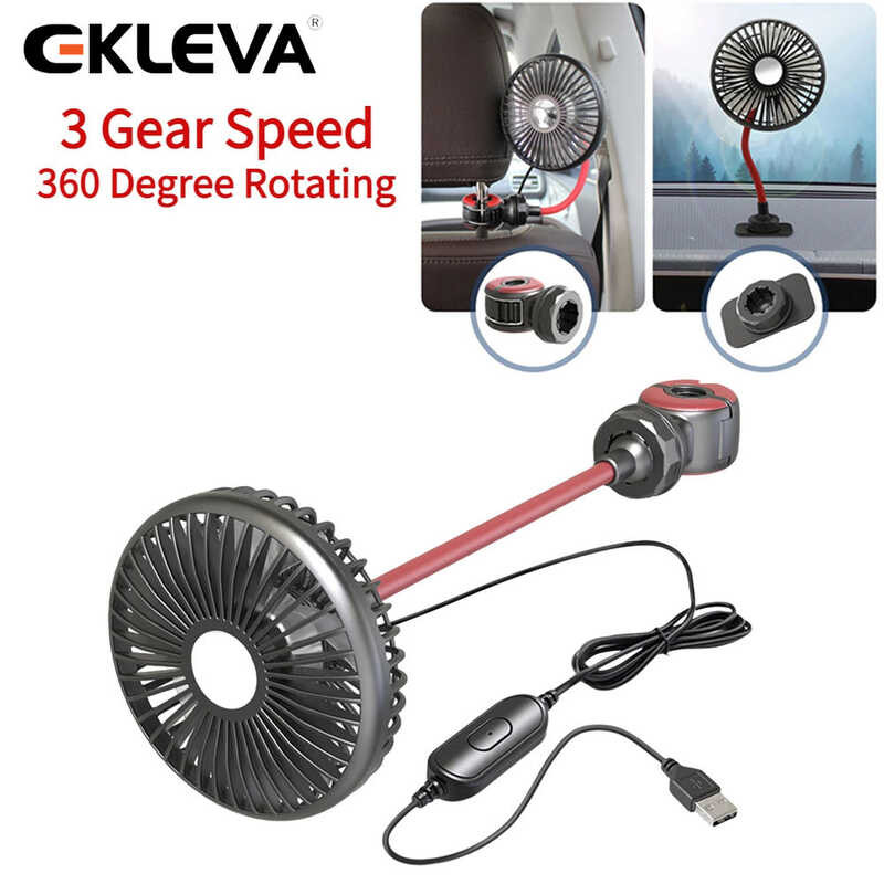 Portable EKLEVA 360 Degree Rotation Car Auto Flexible Coog Fan USB Air ...