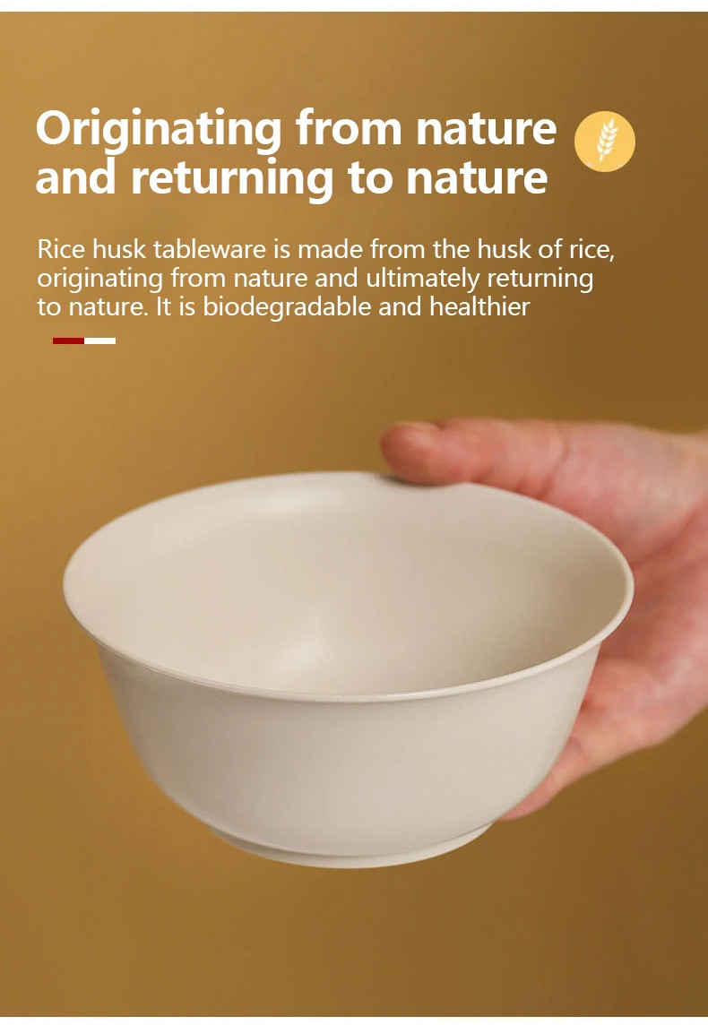 10PCS/Set Rice Husk Bowl Thickened Party Tableware Kitchen Hot Cold Use ...