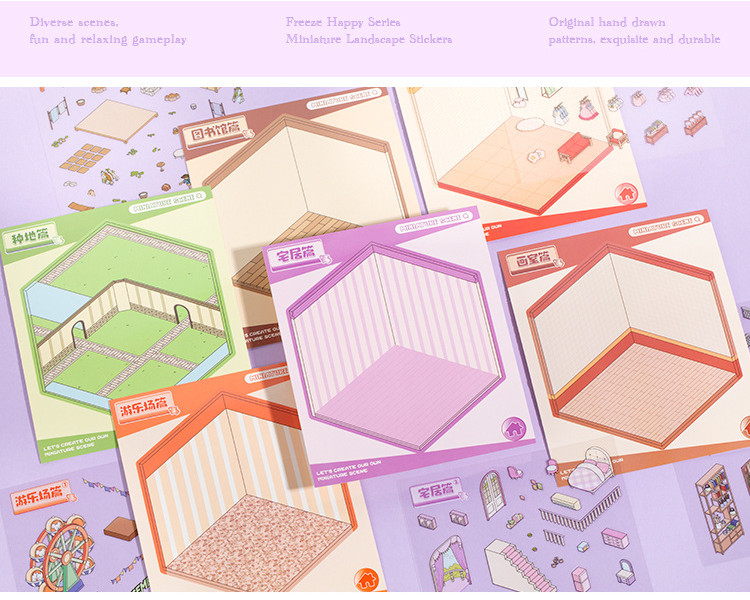 Idako pet Miniature Landscaping Sticker Book [Fixed Grid Happy Series ...