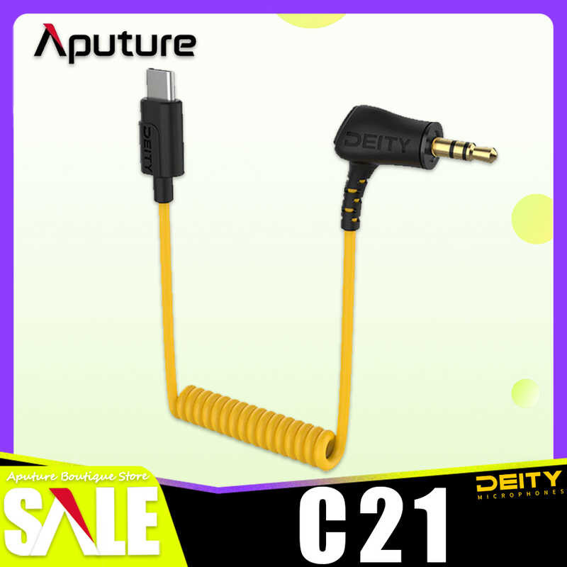 Deity Aputure C21 3.5Mm TRS Usb-C Coiled Audio Para Sa Timecode Tc-1 Microphone Cable Camera ...