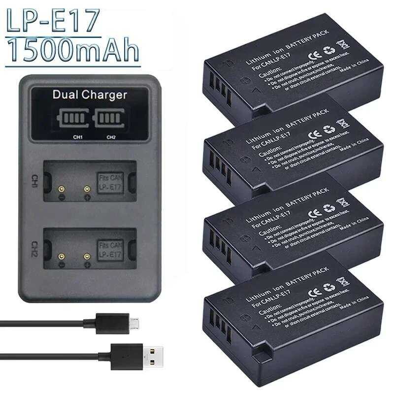 LP-E17 Battery + LED Built-in USB Dual Charger 1500mAh LP E17 for Canon ...