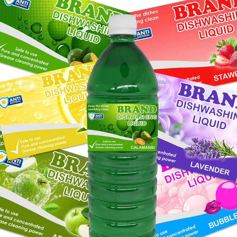 READY TO USE COSTUMIZED STICKER LABELS FOR DISHWASHING Liquid(13Pcs ...