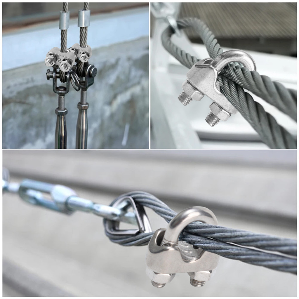 Rustproof 304 Stainless Steel Wire Rope Fixing Clamp Kit - Heavy Duty U ...