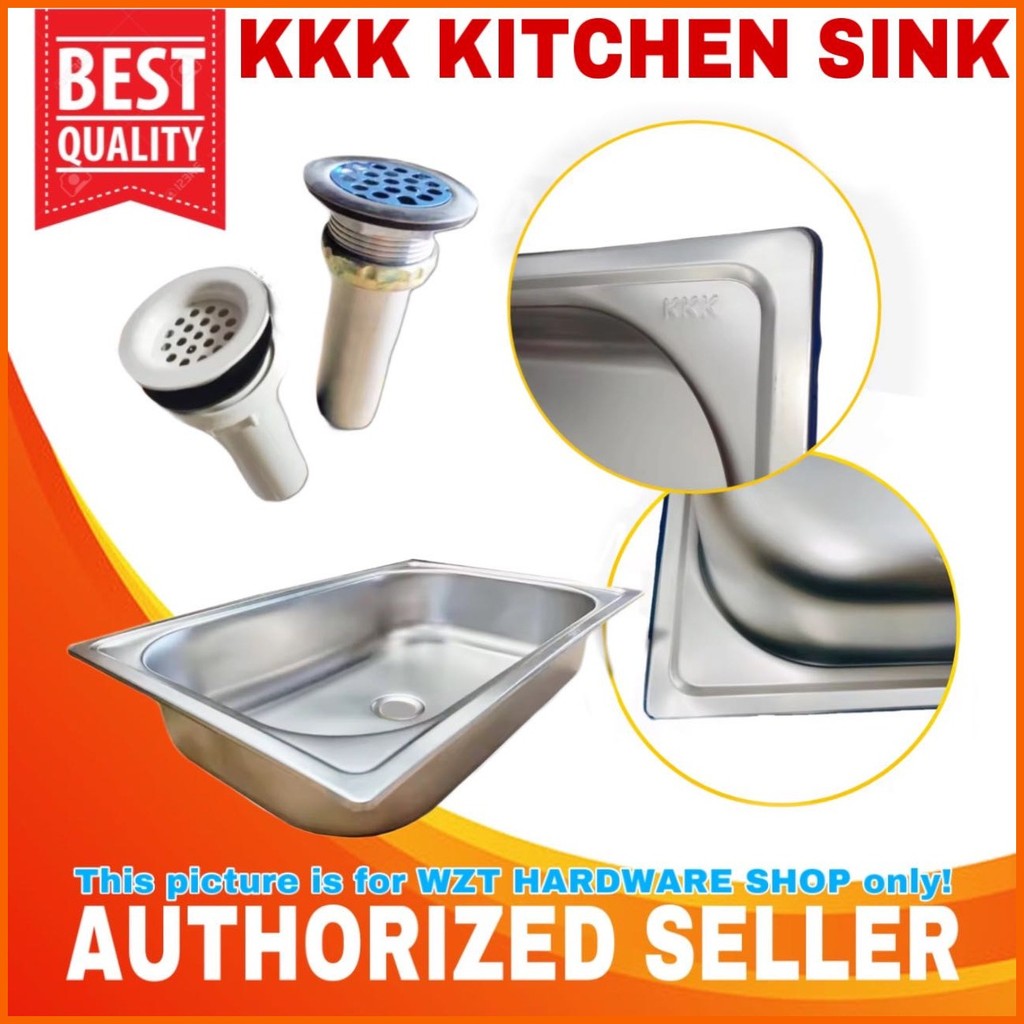 KKK Sus - 304 Stainless Steel Kitchen Sink Single Bowl w / Free Pvc ...