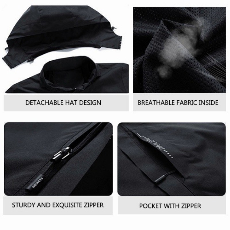 Men's Outdoor Hooded Jacket Lightweight Waterproof Windbreaker for ...