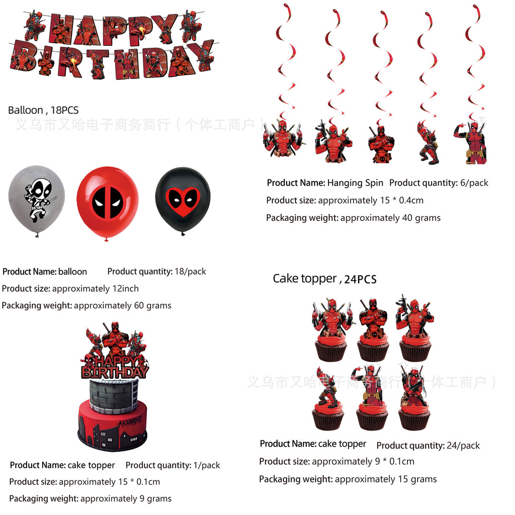 Deadpool Theme Party Balloons Birthday Party Baby Birthday Party Banner ...