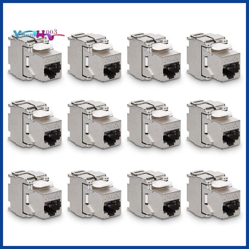 Keystone Module Jacks - 12 Piece CAT6A Shielded Keystone Jack RJ45 Cat 6A Ethernet Module 10 ...