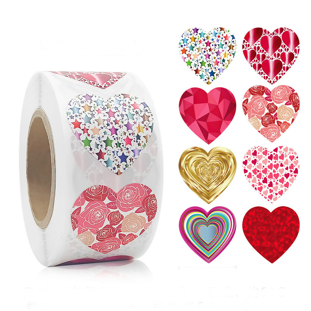 500Pcs Red Heart Stickers for Valentine's Day Baking Packaging Envelope ...