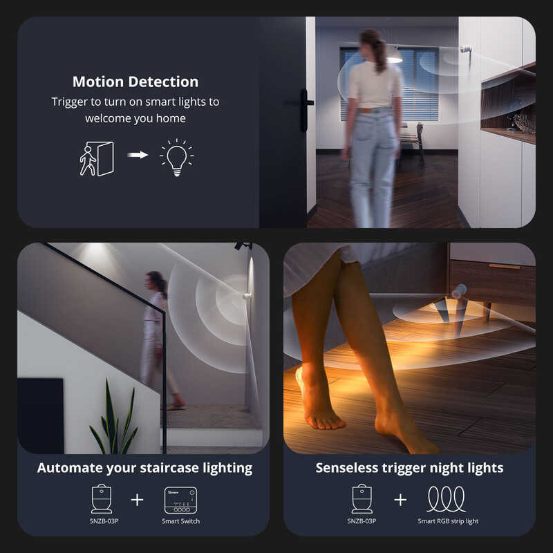 SNZB-03P SONOFF Zigbee Motion Sensor Movement Detector 5-Sec Faster Environment Light Detection ...