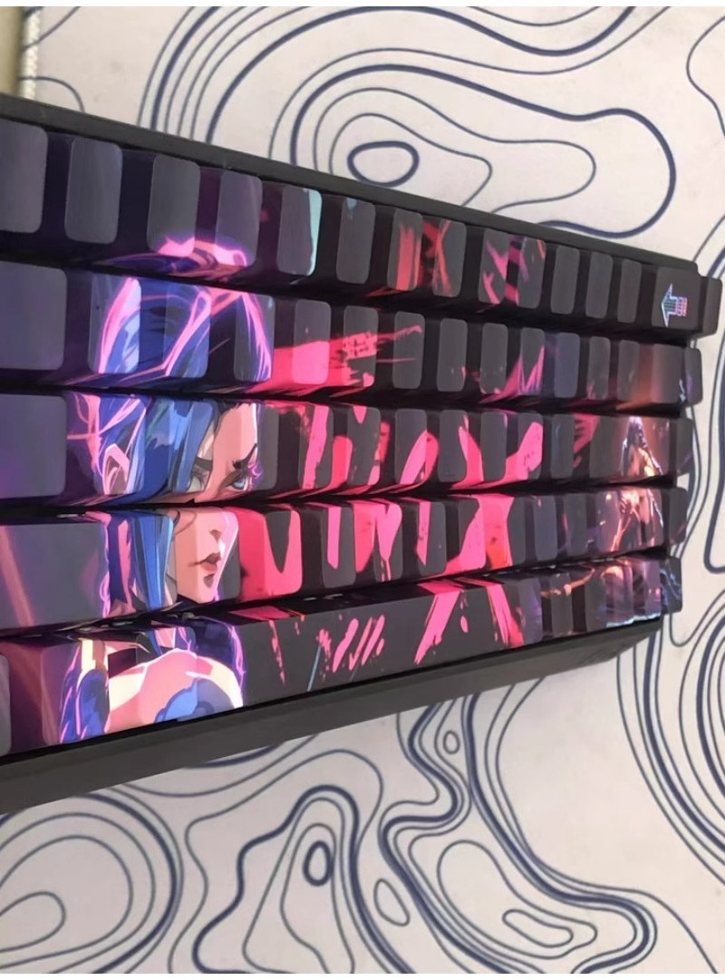 LOL Jinx Keycap Cherry Profile 70/105/118 Keys PBT Five-sided Dye ...