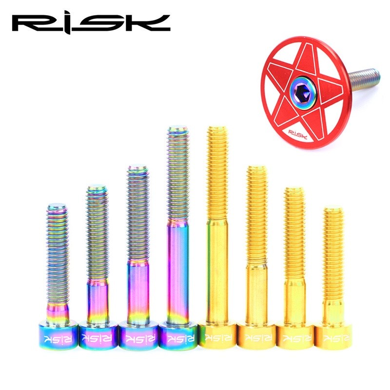 in stock RISK Titanium Bolts M6 x 30 35 40 50mm Allen Key MTB Road Bike Taper Head Screw Bicycle ...