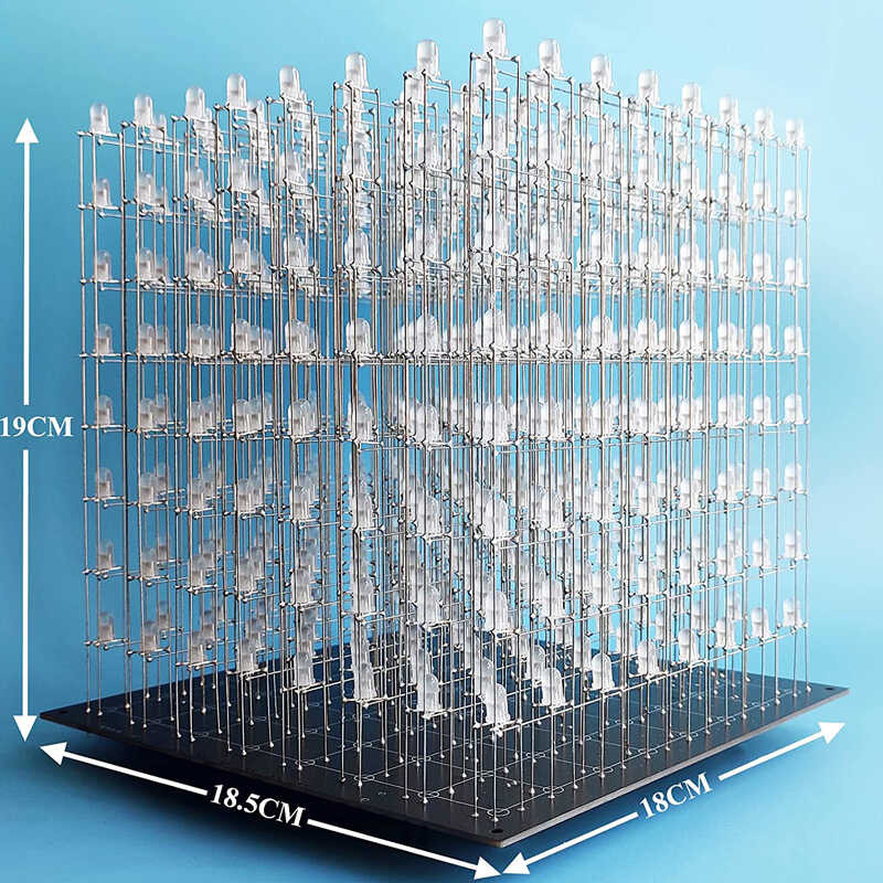 8x8x8 Electronics Mini Led Light Cube DIY Soldering Project Kit ...