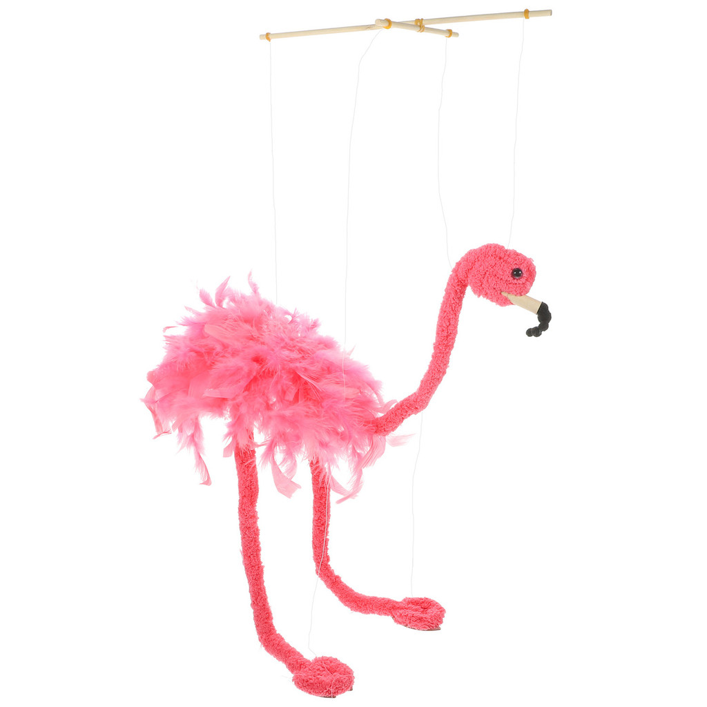 Plush String Flamingo Marionettes Interactive Baby Fluffy Puppet Show ...
