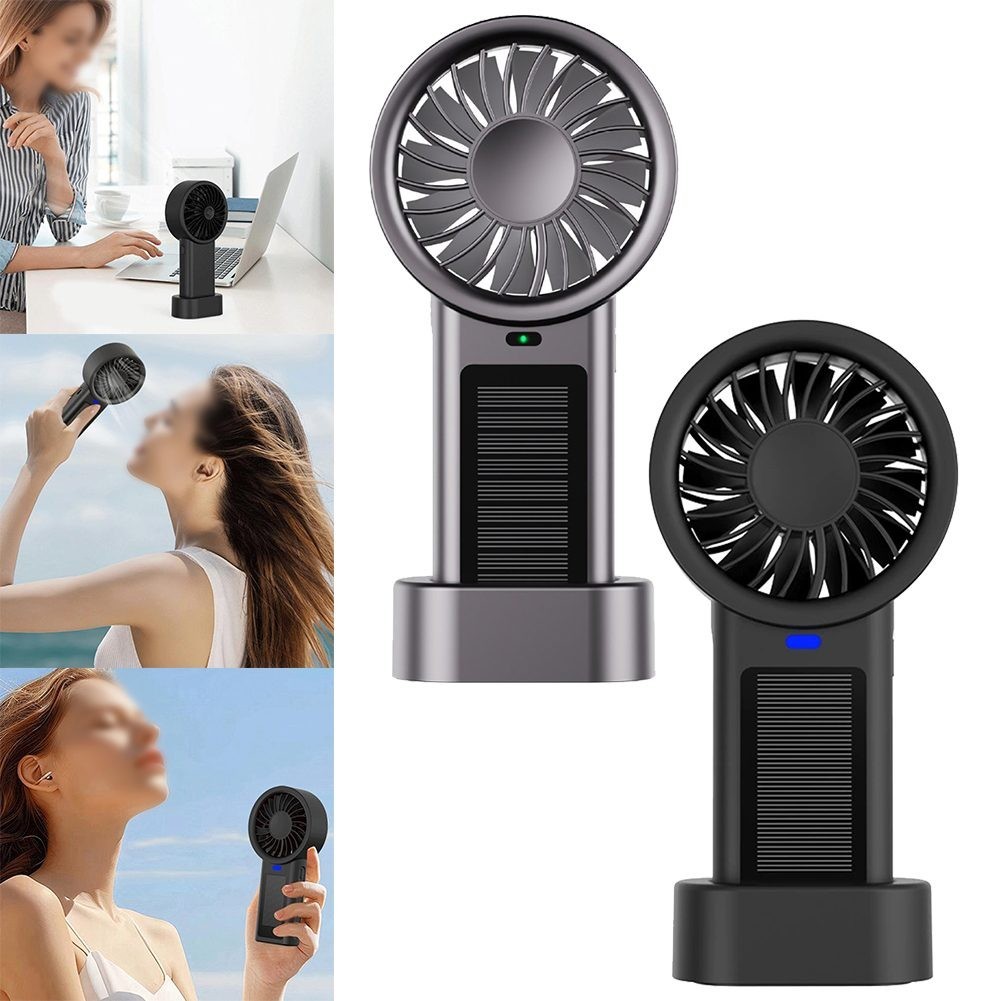 Solar chargeable Portable Hand Fan 5 Speed Settings 1200mAh Battery ...