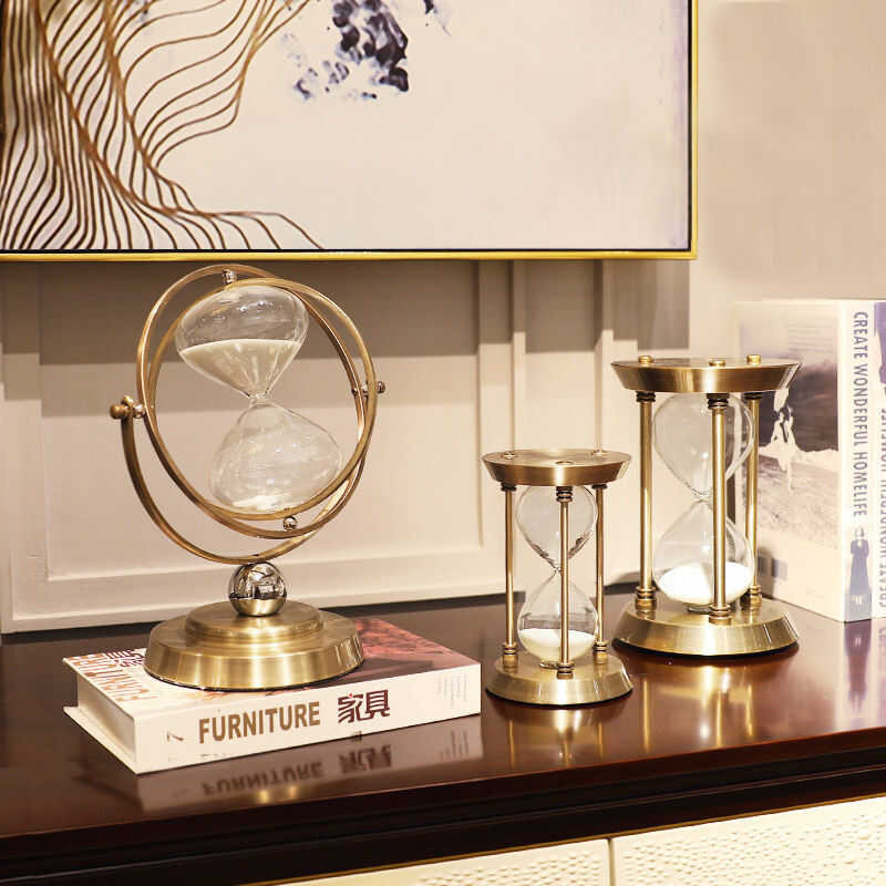々 European Retro Globe Hourglass Sand Timer Metal Hour Glass 15/30/60 ...