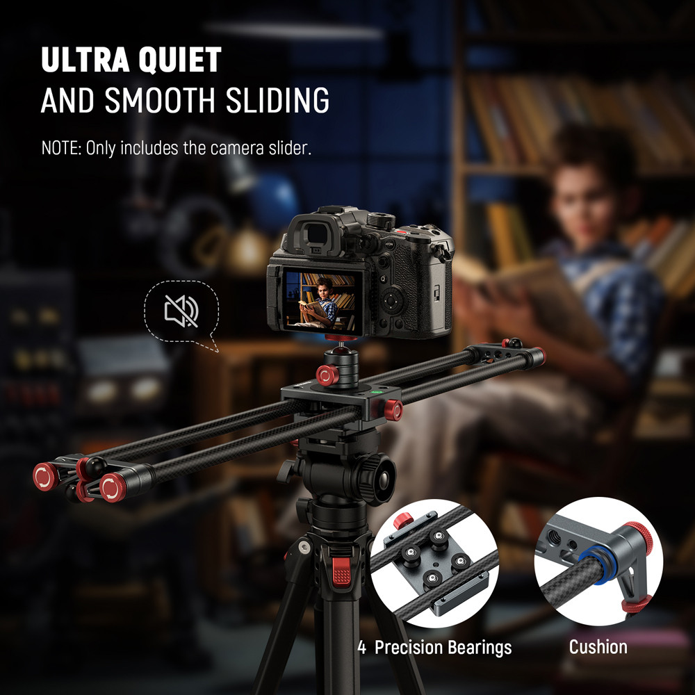 NEEWER 24"/60cm Carbon Fiber Camera Slider, Dolly Rail Track with 360 ...