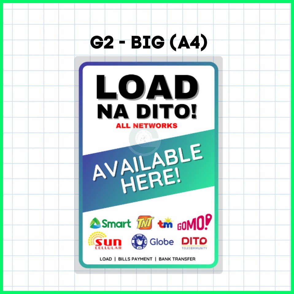 ♟ Load Na Dito Signage l Load Available here Signage | Laminated ...