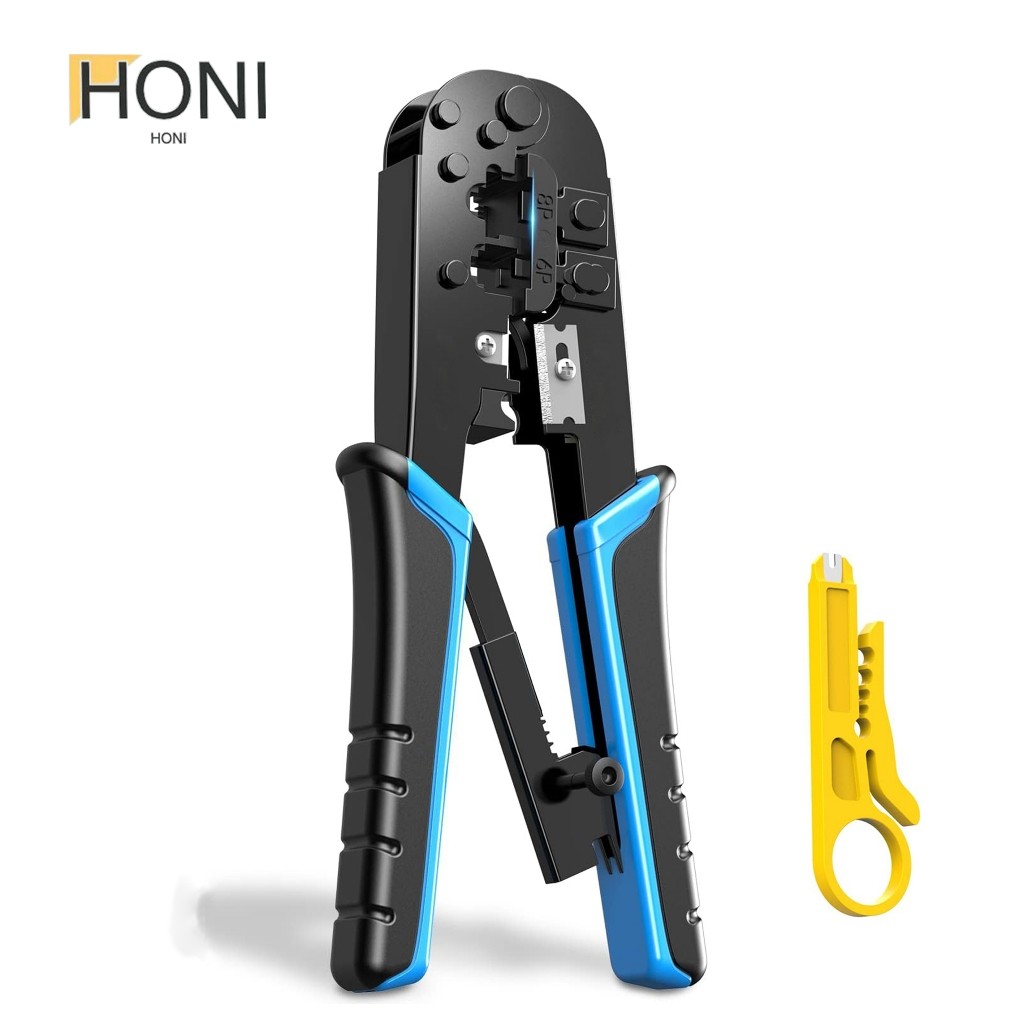 HONI RJ45 Crimping Tool for Ethernet Cable. Stripping, cutting and ...
