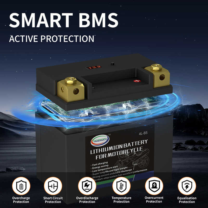 LY 4L-Bs 12V Motorcycle Battery With Charger 2Ah Cca160 Lifepo4 Jump ...