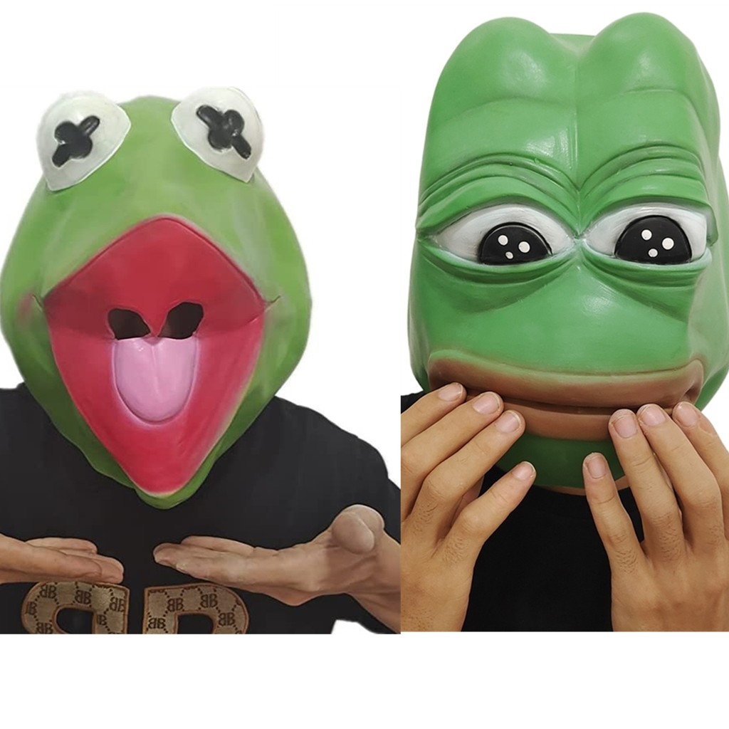 Kermit Pepe Frog Mask F Cute Cosplay Plush Helmet Halloween Manga ...