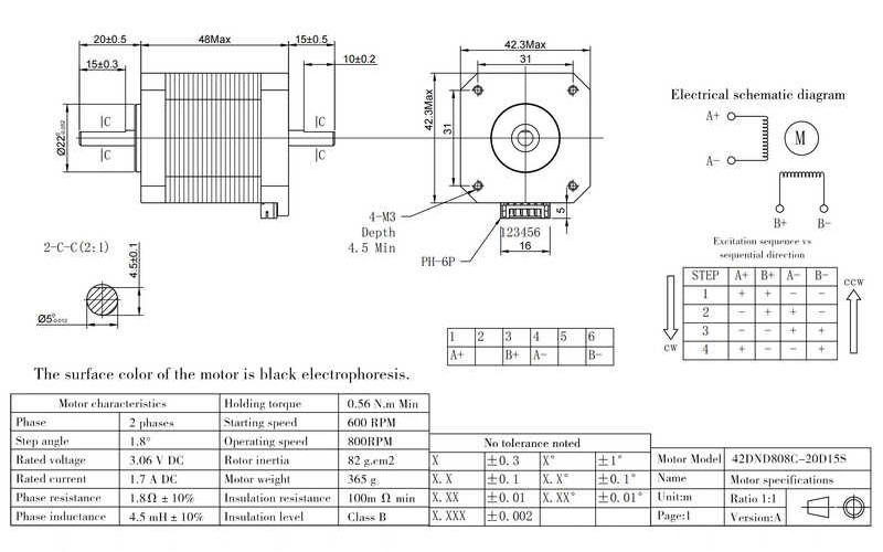 17 Nema Stepper 48mm 0.56N.m 1.7A Dual/Single Axle 42 Stepping Motor ...