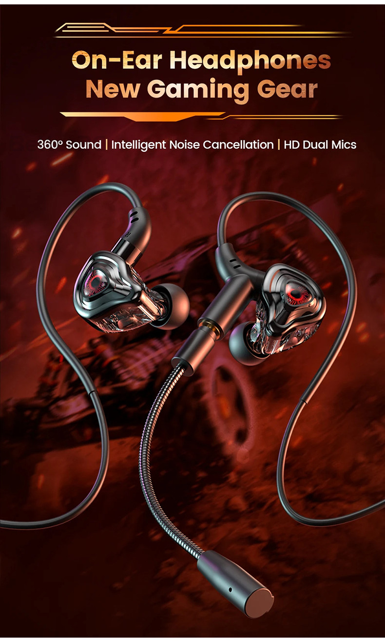 Dual 3.5mm Jack E-Sport Gaming Wired Headphones With HD Pluggable Mic ...