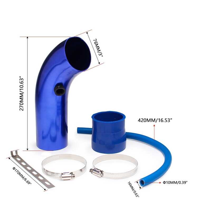 3'' Universal 76Mm Car Cold Intake System Turbo Tube Alumimum Auto Air ...