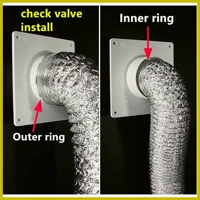 ♂ Check Valve Exhaust Fan Round Pipe Backdraft Damper Air Duct ...
