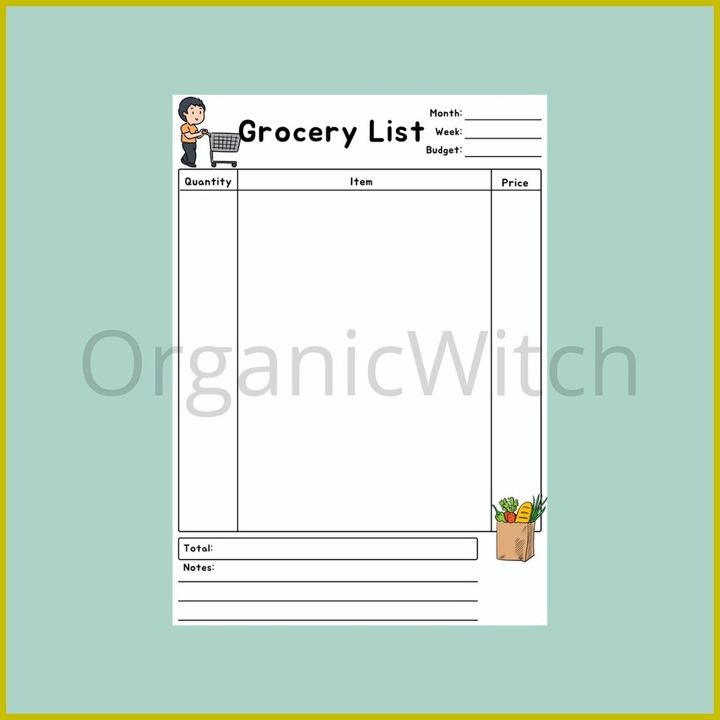 GROCERY LIST Planner Board (reusable) | Shopee Philippines