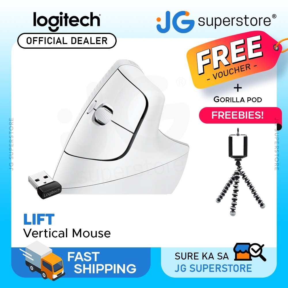 Logitech Lift Wireless Ergonomic Mouse w/ 4000 dpi, 4 Shortcut Buttons ...