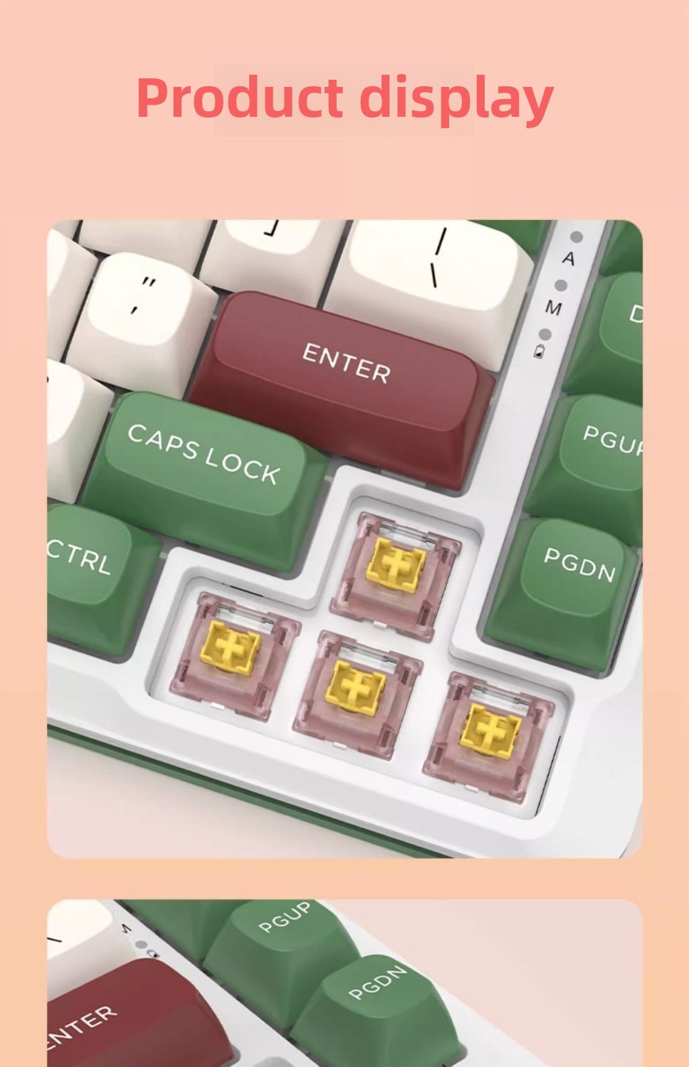 Outemu Silent Linear Peach V3 Switch with Light Guide Lemon Tactile Mechanical Keyboard Switch ...