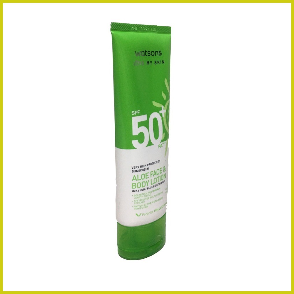 ∷ WATSONS Aloe Face and Body Lotion SPF50+ 100ml | Shopee Philippines