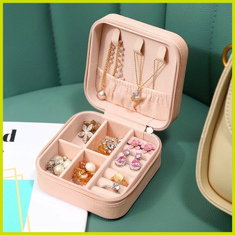 PU Portable Jewelry Box Leather Jewellery Storage Earring Boxes Jewelry ...