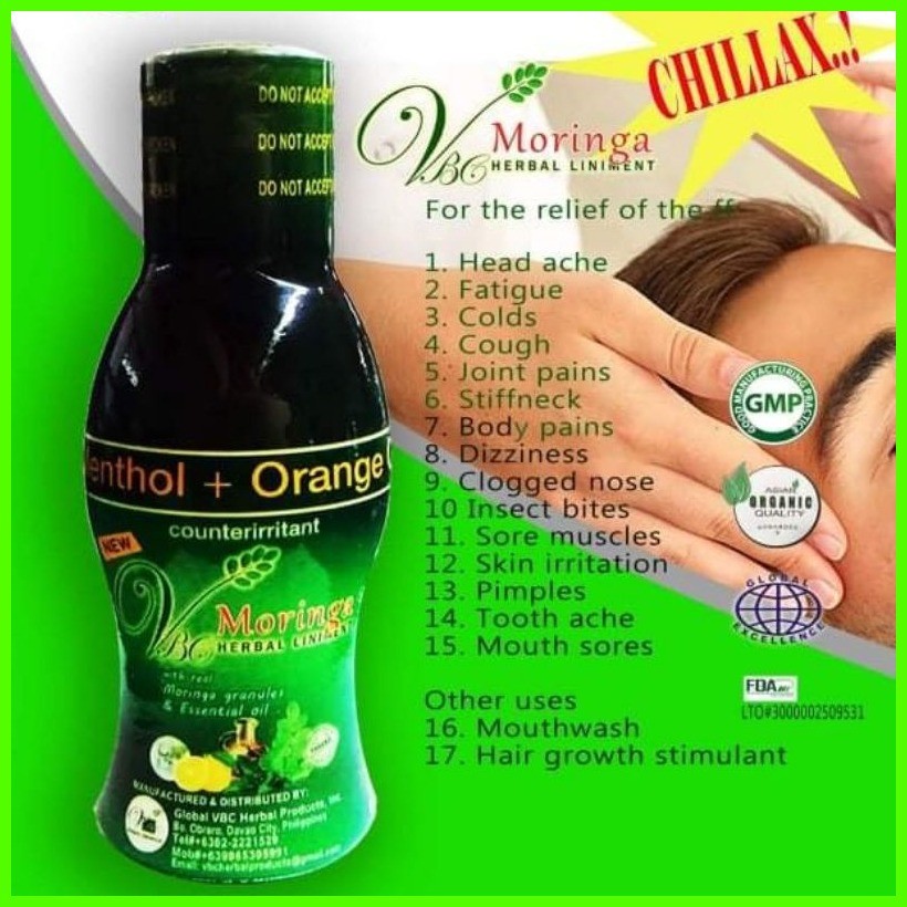 Original V MORINGA Herbal Liniment Oil, Turmeric Orange Menthol Body ...