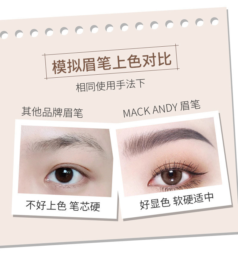 Mack ANDY Slim-Fine Velvet Mist Eyebrow Pencil Natural Color Rendering ...