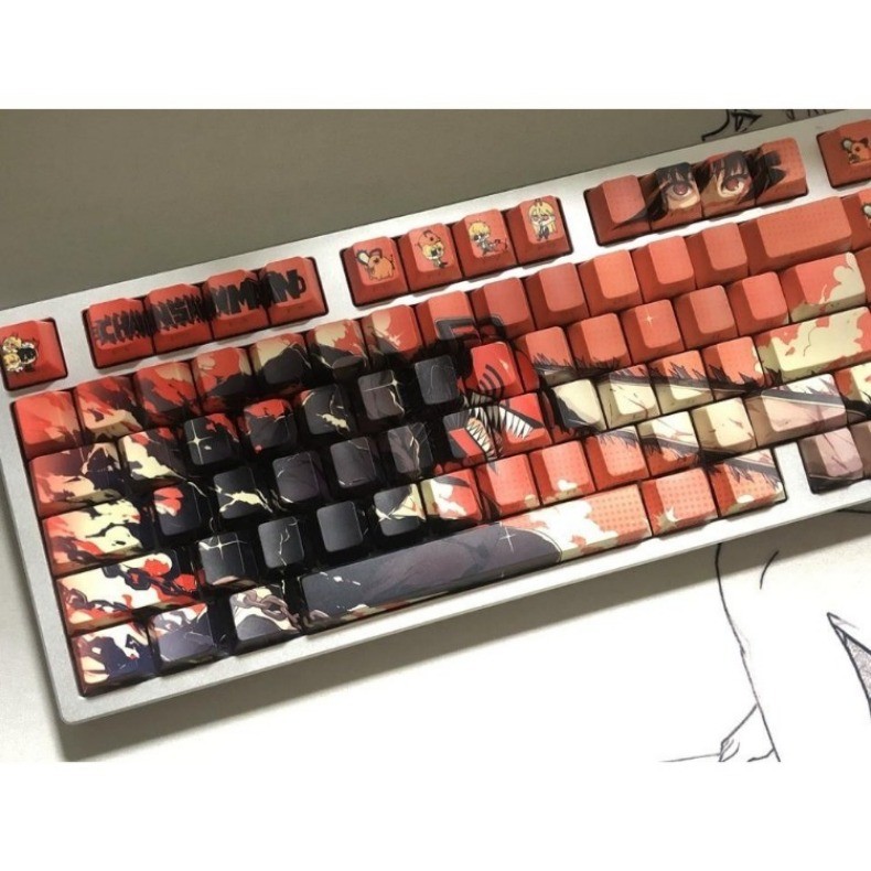 Chainsaw Man Keycap Cherry Profile 70/105/118 Keys PBT Five-sided Dye ...