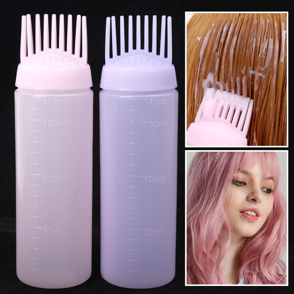 3 Color Salon Plastic Hair Dye Comb Bottle - Professional Hairdressing ...