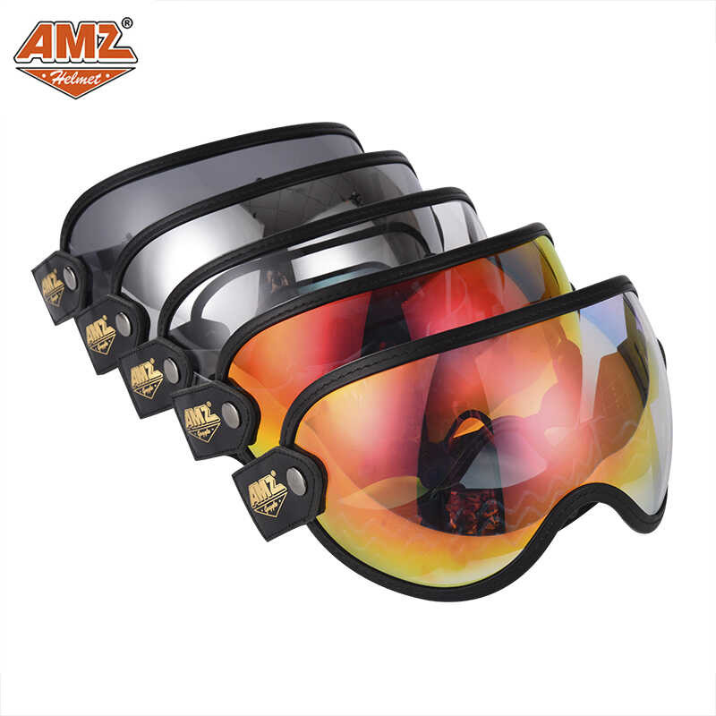 AMZ Motorcycle Full Retro Locomotive Goggles 3/4 Half Helmet Lenses ...