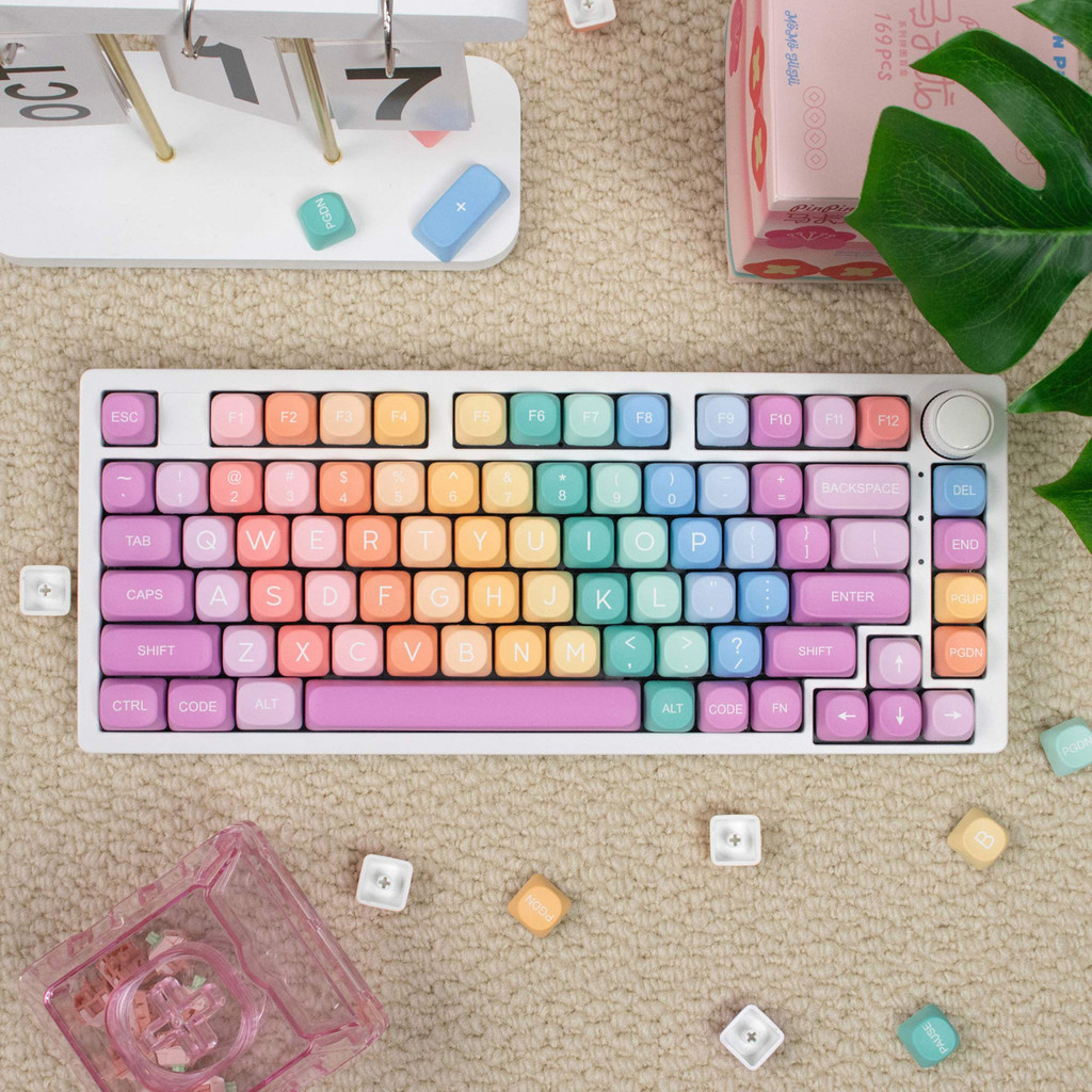 Rainbow MOA Profile Keycaps 126 Keys Cute Candy colorful PBT Keycap set ...