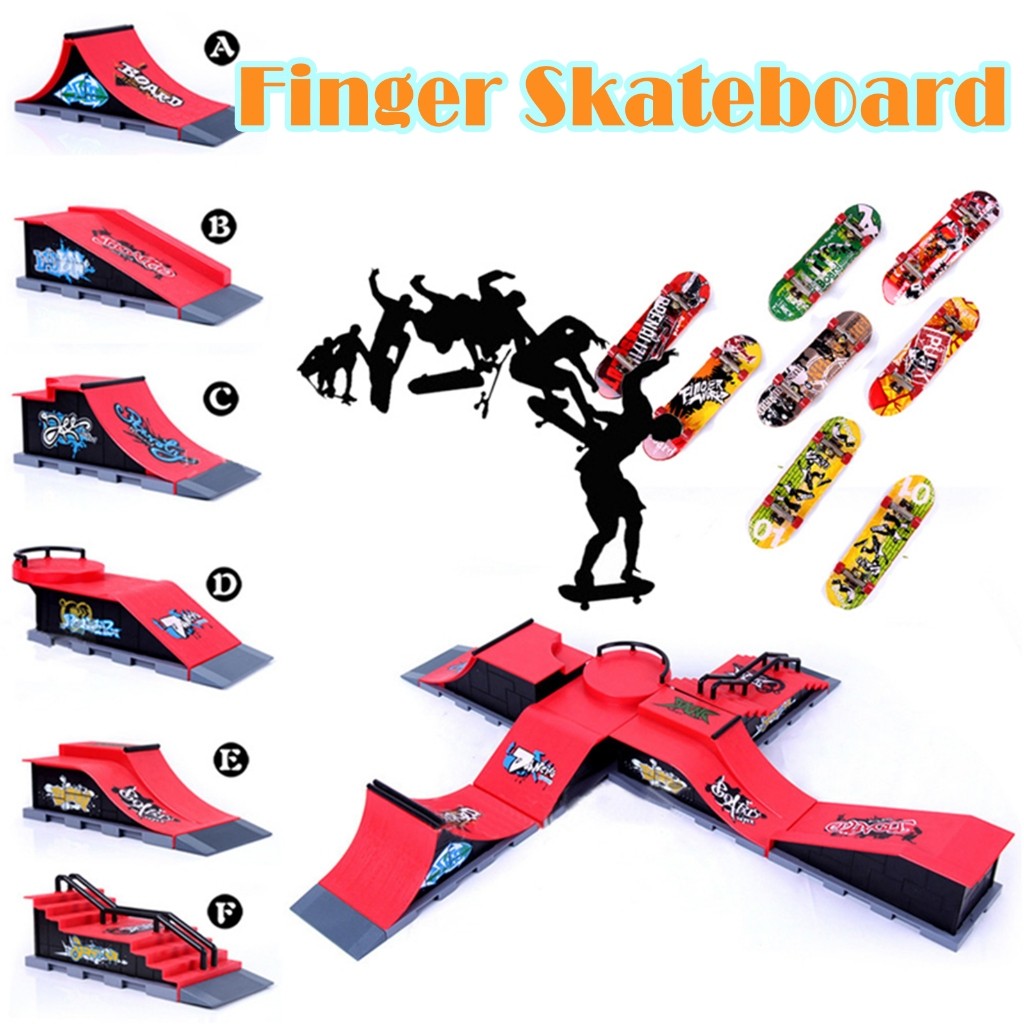 Finger Skateboard Ramp Set Fingerboard Skatepark Deck with Ramps Mini Finger Skatepark ...