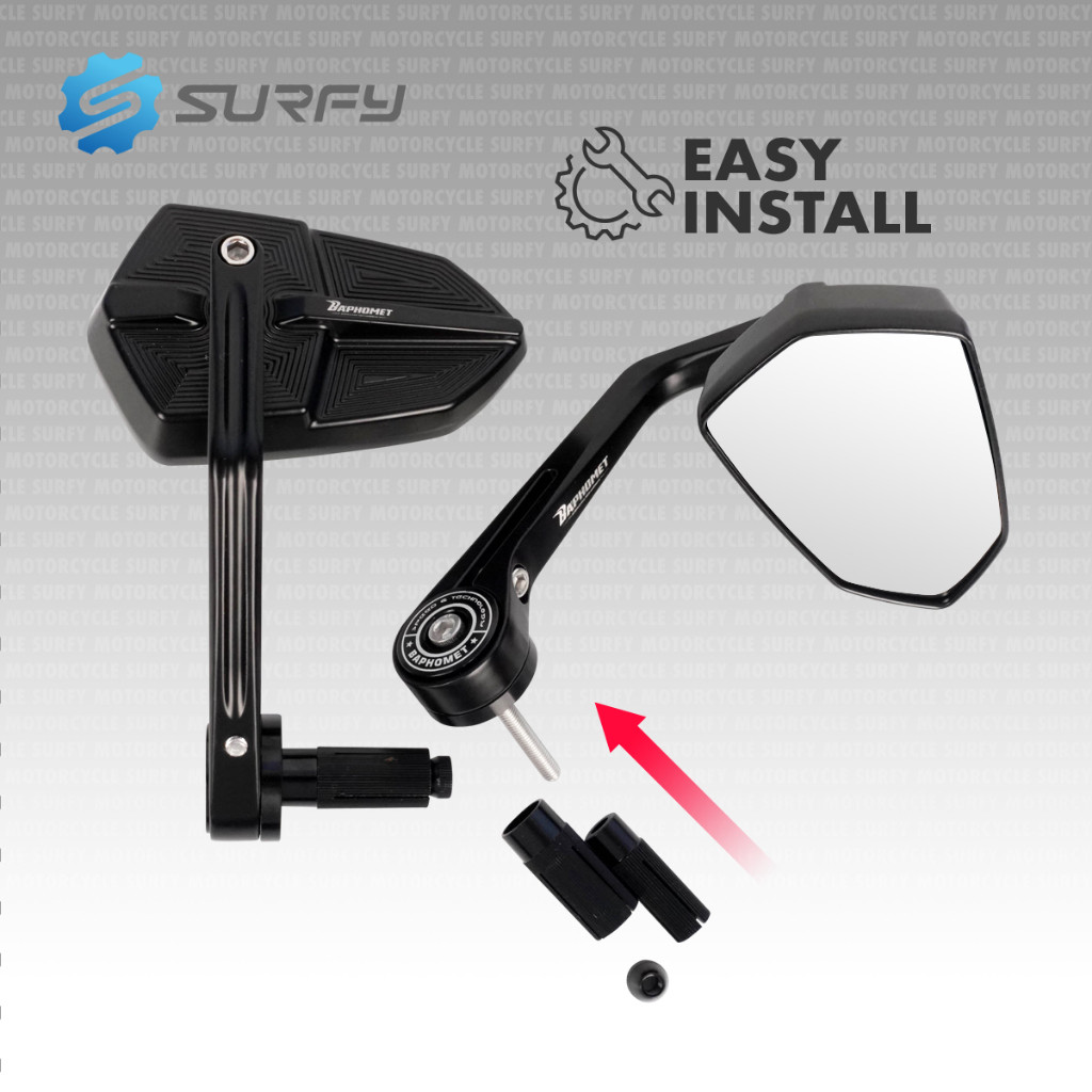 Baphomet Premium Bar End Side Mirror Line Art Design Universal Fully ...