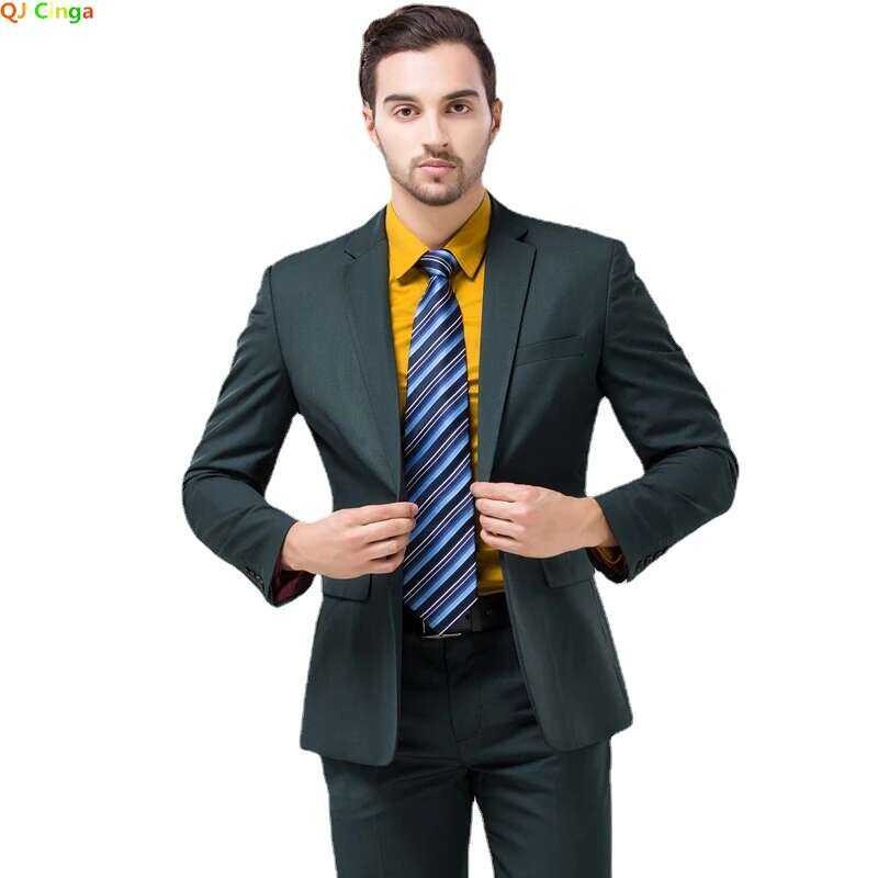 77 Dark Green Suit Two-Piece Men, Fashion Slim Dress Jacket And Pants ...