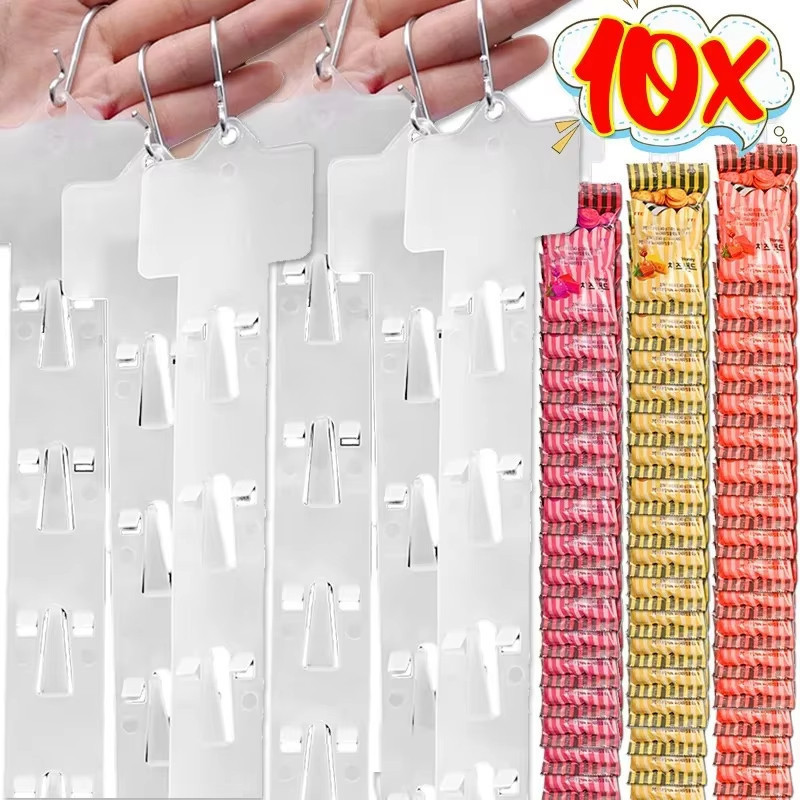 3/5/10pcs 12-Hook Snack Display Strip with S-Hooks | 62.5cm PP Hanging ...