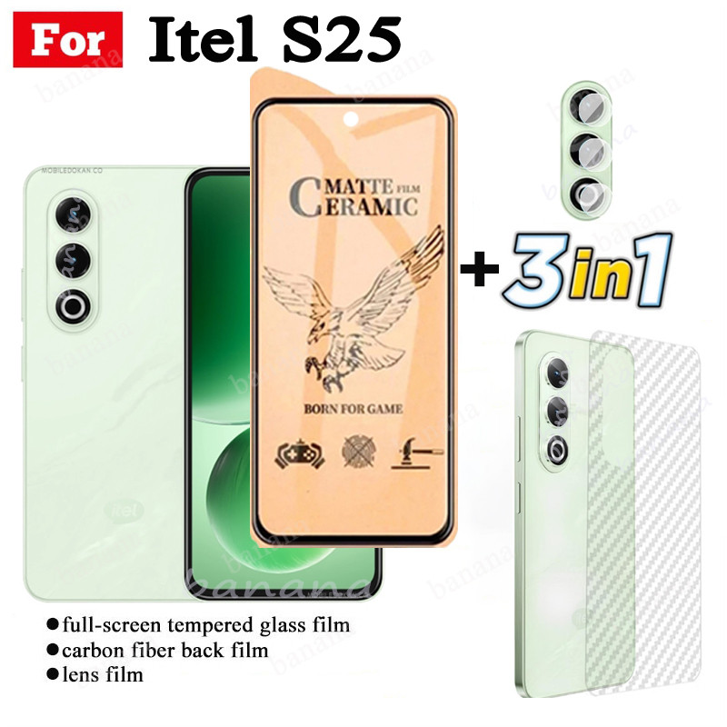 3 IN 1 Itel S25 Ceramic Tempered Glass for Itel S24 S23 A50 A50C A70 ...