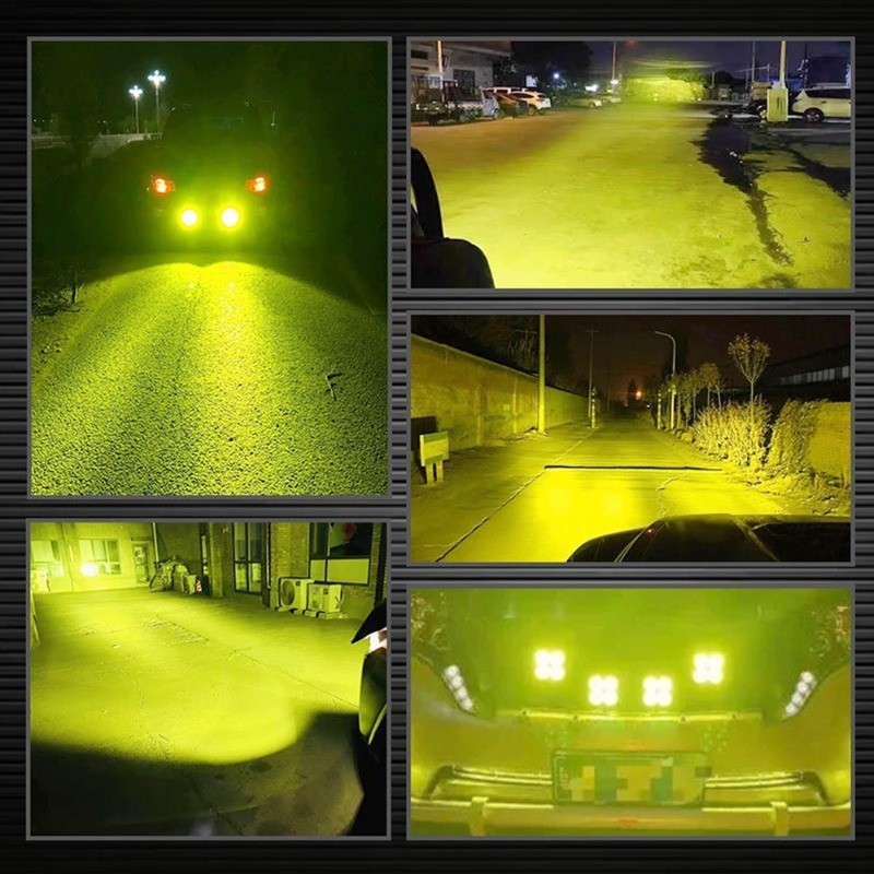 2PCS Universal 3 Inch 40W Yellow LED Work Light Square Mini Waterproof ...