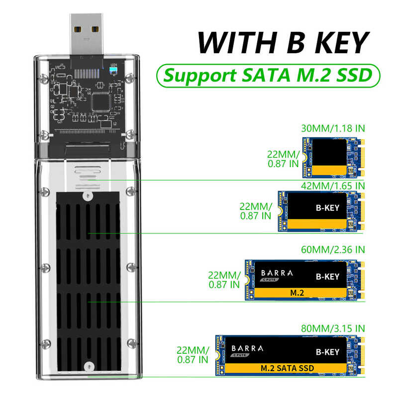 CASE M2 Chassis M.2 Upang USB 3.0 Adapter PCIE NGFF SATA M/B Key SSD ...